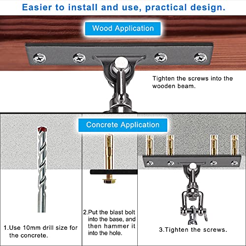 Dolibest Hanging Kits Hammock Chair Hardware, Heavy Duty Swing Hanger with Chain for Indoor Outdoor Playground Hanging Hammock Chair Punching Bags, 4 Screws, 600 LB Capacity, 3.28ft, 360° Rotation