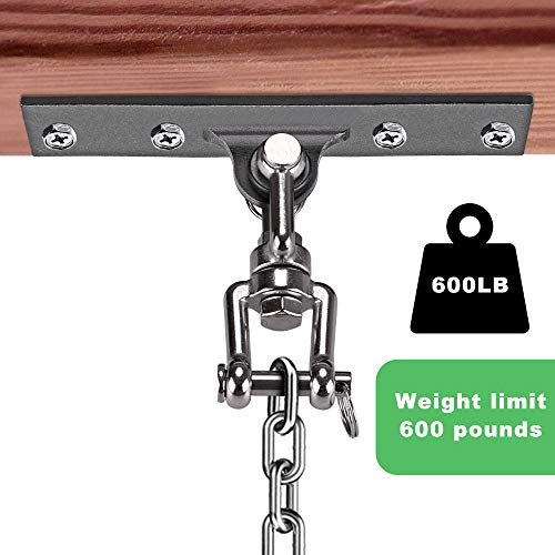 Dolibest Hanging Kits Hammock Chair Hardware, Heavy Duty Swing Hanger with Chain for Indoor Outdoor Playground Hanging Hammock Chair Punching Bags, 4 Screws, 600 LB Capacity, 3.28ft, 360° Rotation