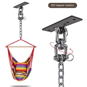 Dolibest Hanging Kits Hammock Chair Hardware, Heavy Duty Swing Hanger with Chain for Indoor Outdoor Playground Hanging Hammock Chair Punching Bags, 4 Screws, 600 LB Capacity, 3.28ft, 360° Rotation