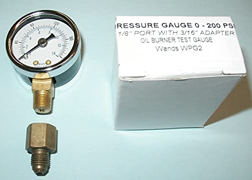 Oil Burner Fuel Pressure Test Gauge Compatible with Beckett, Suntec, Webster & Danfoss Pumps