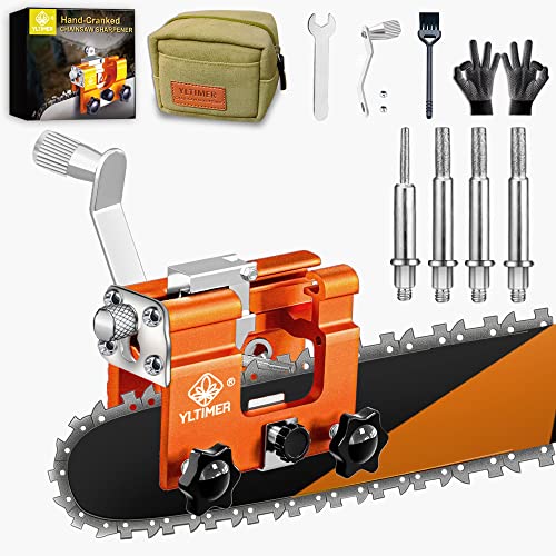 YLTIMER Chainsaw Sharpener Jig, Hand Cranked Chainsaw Chain Sharpening Kit, Portable Fast Crank Chainsaw Sharpener Tool for 4"-22" Chain Saws & Electric Saws, DIY Lumberjack, Garden Worker