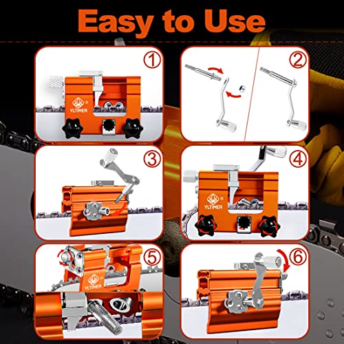 YLTIMER Chainsaw Sharpener Jig, Hand Cranked Chainsaw Chain Sharpening Kit, Portable Fast Crank Chainsaw Sharpener Tool for 4"-22" Chain Saws & Electric Saws, DIY Lumberjack, Garden Worker