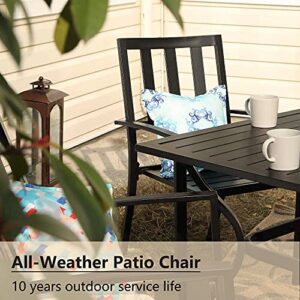 PHI VILLA Patio Dining Chairs, 300Lbs Stackable Wrought Outdoor Metal Dining Chairs with Armrest for Outdoor Kitchen Garden, Backyard - 4 Pack