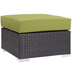 modway convene wicker rattan outdoor patio square ottoman in espresso peridot