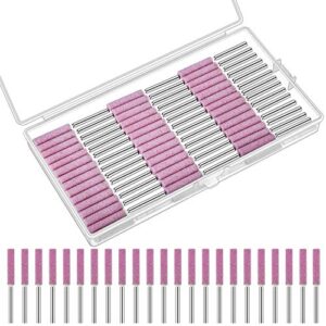 weewooday 50 pieces burr grinding stone file with plastic storage box, polishing grinding tool grinding bits for chainsaw sharpener, 3/16 inch/ 4.8 mm