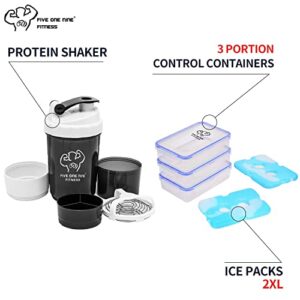 519 Fitness Meal Prep Backpack,Insulated Cooler Lunch Backpack with Computer Compartment,Hiking Picnic Cooler Rucksack for Men and Women,3 Meal Containers,2 Ice Packs and Protein Shaker(Grey)