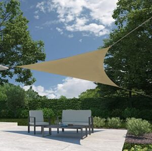 coolaroo shade sail, triangle ready to hang shade sail, 12′, latte