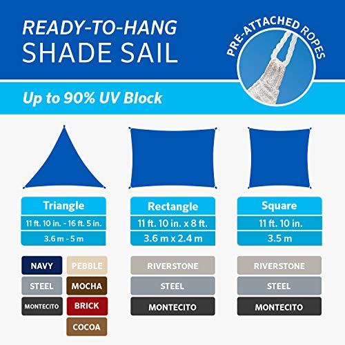 Coolaroo Shade Sail, Triangle Ready to Hang Shade Sail, 12', Latte