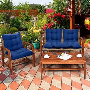 INRLKIT 2 Pieces Patio Cushions, Indoor/Outdoor Chair Seat Pads, Breathable Dining Chairs Seat Cushion for Dining Chairs, Filled Pearl Cotton with Straps, 19x19x4 Inch, Dark Blue