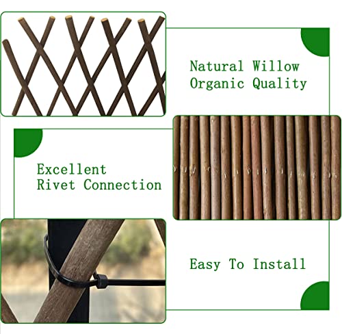 86 York Expandable Willow Lattice Fence Panel for Climbing Plants Vine Ivy Rose Cucumbers Clematis (1)