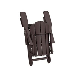 WestinTrends Malibu 3-Pieces Adirondack Chairs Set with Side Table, All Weather Outdoor Seating Plastic Patio Lawn Chair Folding for Outside Porch Deck Backyard, Dark Brown