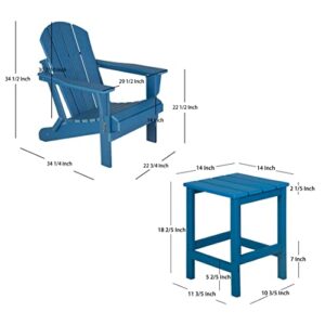 WestinTrends Malibu 3-Pieces Adirondack Chairs Set with Side Table, All Weather Outdoor Seating Plastic Patio Lawn Chair Folding for Outside Porch Deck Backyard, Dark Brown