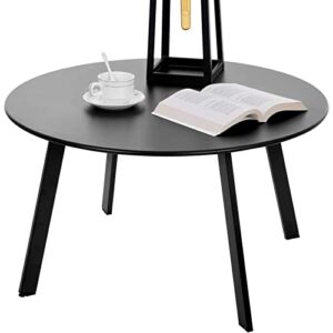 meluvici patio coffee table, metal steel outdoor round table weather resistant anti-rust outdoor table(black)