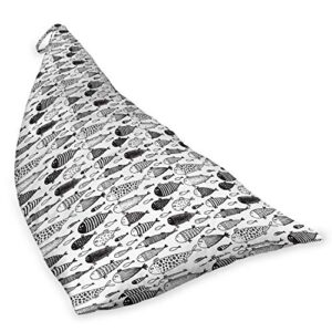 Ambesonne Nautical Lounger Chair Bag, Marine Theme Hand Drawn Monochrome Fishes Pattern in Sketchy Style, High Capacity Storage with Handle Container, Lounger Size, Charcoal Grey and White