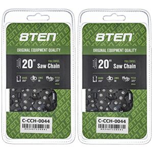 8ten full chisel chainsaw chain 20 inch .050 .325 80dl for husqvarna 450 455 460 rancher craftsman jonsered cs2252 cs2253 (2 pack)