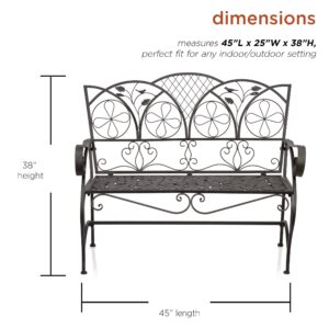 Alpine BVK118 Dark Brown Iron Bench, One Size, Bronze