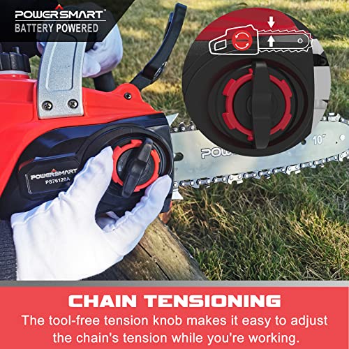 PowerSmart Electric Chainsaw, 20V Cordless Chainsaw With 10 Inch Chain and Bar, Battery Powered chainsaw With 2.0Ah Battery And Fast Charger Included, Power Chain Saws For Wood Cutting