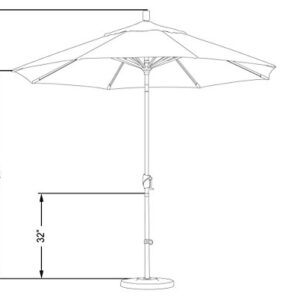 California Umbrella GSPT908117-5407 9' Round Aluminum Market, Crank Lift, Push Button Tilt, Bronze Pole, Sunbrella Henna Patio Umbrella, 9-Feet