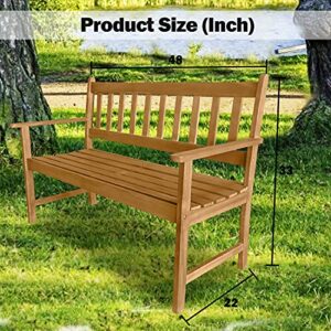 YOYOSO Outdoor Patio Bench Wood Garden Bench Park Bench Acacia Wood for Pool Beach Backyard Balcony Porch Deck Garden Wooden Furniture, Natural Oiled, Best Outdoor Wood Bench (48" W x 22" D x 33" H)