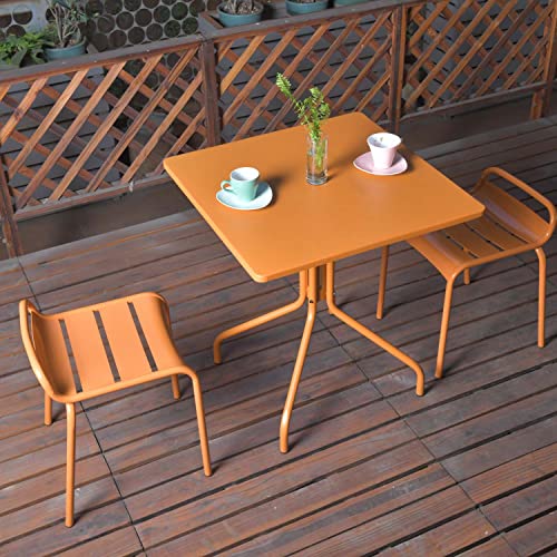 GWAREZ Set of 2 Modern Commercial Grade Chairs- Metal Stackable Bistro Kitchen Chairs-Backrest Chair for Bistro Cafe & Coffee Shop -E-Coating Rust Resistant-Low Back