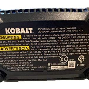 Kobalt 40-Volt Lithium Ion (Li-Ion) Generation 2 Compact Cordless Power Equipment Battery Charger with New Top Load Design, 2019 Model