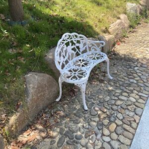 KAI LI Garden Bench, Metal Aluminum Rose, Suitable for Garden Porch Park Front Porch Balcony Outdoor (White)