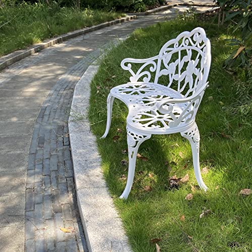 KAI LI Garden Bench, Metal Aluminum Rose, Suitable for Garden Porch Park Front Porch Balcony Outdoor (White)