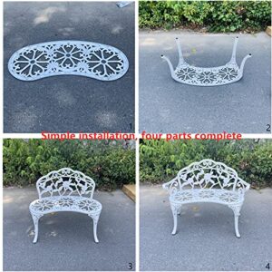 KAI LI Garden Bench, Metal Aluminum Rose, Suitable for Garden Porch Park Front Porch Balcony Outdoor (White)