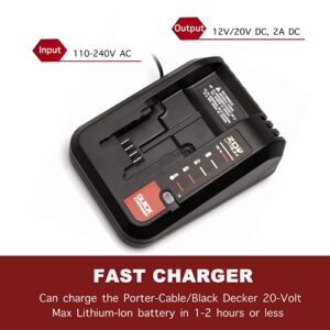 Lilocaja PCC692L Replacement for Porter Cable 20V Battery Charger Compatible with Porter Cable 20V Max Lithium Battery PCC699L PCC680L and Black & Decker 20V Max Lithium Battery LBXR20