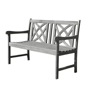 vifah renaissance outdoor patio 4-foot hand-scraped wood garden bench