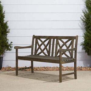 Vifah Renaissance Outdoor Patio 4-Foot Hand-Scraped Wood Garden Bench