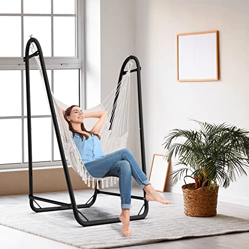 Hammock Chair with Stand,Heavy-Duty Hanging Chair with Stand, for Indoor Outdoor,Sturdy Swing Chair with Stand Max Load 350 pounds…