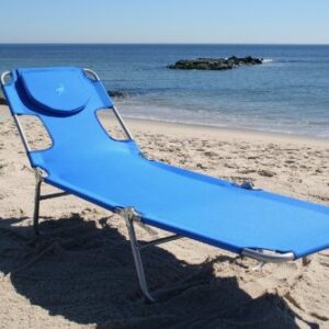 Ostrich Lounge Chaise & Rio Beach Portable Folding Backpack Beach Lounge Chair with Backpack Straps and Storage Pouch, Blue Stripe, ·72“ x 22“ x 10"