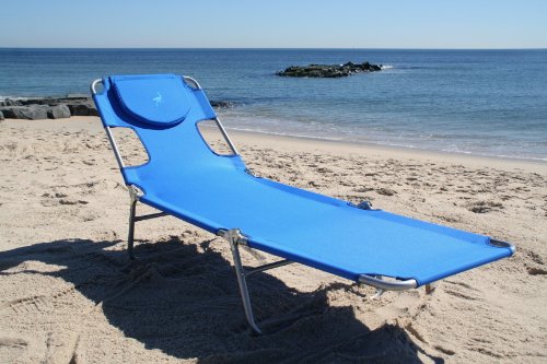 Ostrich Lounge Chaise & Rio Beach Portable Folding Backpack Beach Lounge Chair with Backpack Straps and Storage Pouch, Blue Stripe, ·72“ x 22“ x 10"