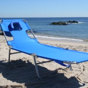 Ostrich Lounge Chaise & Rio Beach Portable Folding Backpack Beach Lounge Chair with Backpack Straps and Storage Pouch, Blue Stripe, ·72“ x 22“ x 10"