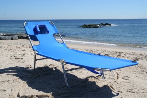 Ostrich Lounge Chaise & Rio Beach Portable Folding Backpack Beach Lounge Chair with Backpack Straps and Storage Pouch, Blue Stripe, ·72“ x 22“ x 10"