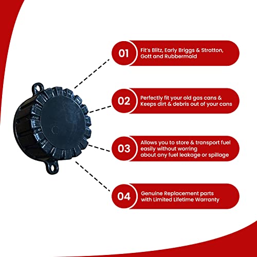 KP KOOL PRODUCTS Gas Can Cap - Solid Base Gas can Cap Replacement (1-Coarse and 1-Fine Thread) - Fits Most 1/2/3/5 Gallon Gas can - caps are 1-3/4". Please Check Your can Dimensions Before You Buy