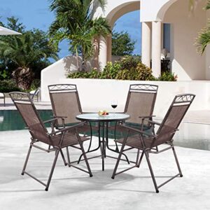 Safstar Patio Folding Chairs Set of 4, Portable Sling Chair for Backyard Poolside Balcony Lawn