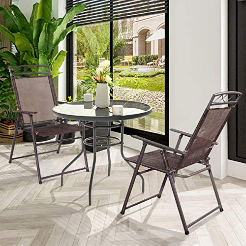 Safstar Patio Folding Chairs Set of 4, Portable Sling Chair for Backyard Poolside Balcony Lawn