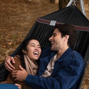 Tranquillo Double Hammock with Stand 550lb Capacity Double Hammock with Spreader Bar/Sturdy Flexible Hammock Stand Portable, Outdoor Indoor, Black