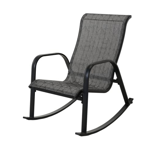 Grand patio Outdoor Rocking Chair, Textilene Rocker Suitable for Indoor and Outdoor Use, Living Room, Backyard, Porch, Balcony (Black&Grey Plaid, 1PC)