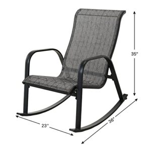 Grand patio Outdoor Rocking Chair, Textilene Rocker Suitable for Indoor and Outdoor Use, Living Room, Backyard, Porch, Balcony (Black&Grey Plaid, 1PC)