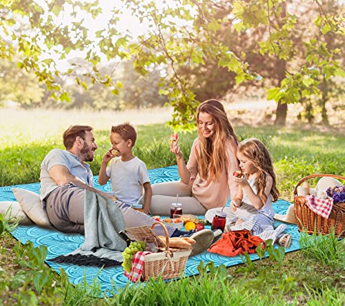 ZOMAKE Picnic Blankets Waterproof Foldable,79"x79" Concert Blanket,Beach Blanket,Yard Blanket,Outdoor Grass Blanket - Sandproof - Large (Peacock Blue)