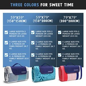 ZOMAKE Picnic Blankets Waterproof Foldable,79"x79" Concert Blanket,Beach Blanket,Yard Blanket,Outdoor Grass Blanket - Sandproof - Large (Peacock Blue)