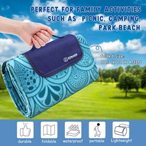 ZOMAKE Picnic Blankets Waterproof Foldable,79"x79" Concert Blanket,Beach Blanket,Yard Blanket,Outdoor Grass Blanket - Sandproof - Large (Peacock Blue)