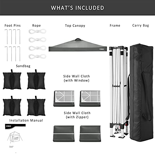 Canopy 10x10 Waterproof Pop up Canopy Tent with 4 Sidewalls, Outdoor Event Shelter Sun Shade Party Commercial Canopy with Air Vent, 4 Weight Bags, Carry Bag