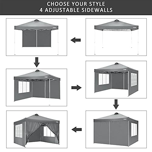 Canopy 10x10 Waterproof Pop up Canopy Tent with 4 Sidewalls, Outdoor Event Shelter Sun Shade Party Commercial Canopy with Air Vent, 4 Weight Bags, Carry Bag