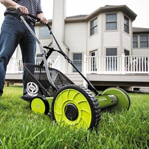 Sun Joe FBA MJ502M Reel Mower w/ 8.5-Gallon, 9-Position Height Adjustment, Foam Grip, Compact Design, Green, 20-Inch Manual w/Grass Catcher