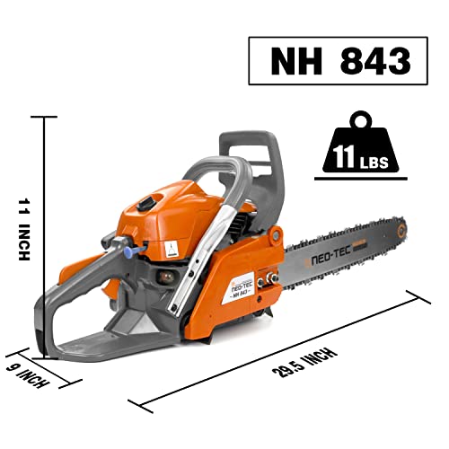 NEOTEC NH843 43cc Gas Chainsaw with 16 Inch Guide Bar and Chain, Power Chain Saw 2.95HP 2,2KW 16" Gasoline Chainsaws for Trees and Firewood Cutting, All Parts Compatible with Husqvarna 543XP Milling