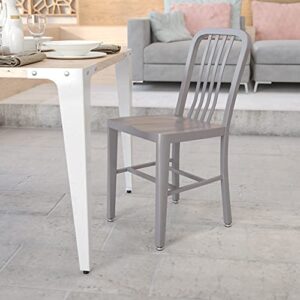 emma + oliver commercial grade silver metal indoor-outdoor chair